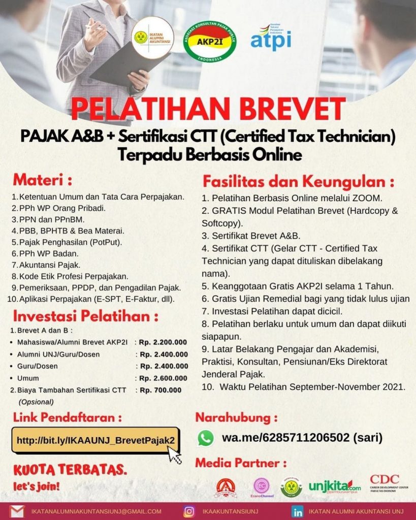 Pelatihan Brevet A&B, Serta Sertifikasi CTT (Certified Tax Technician ...