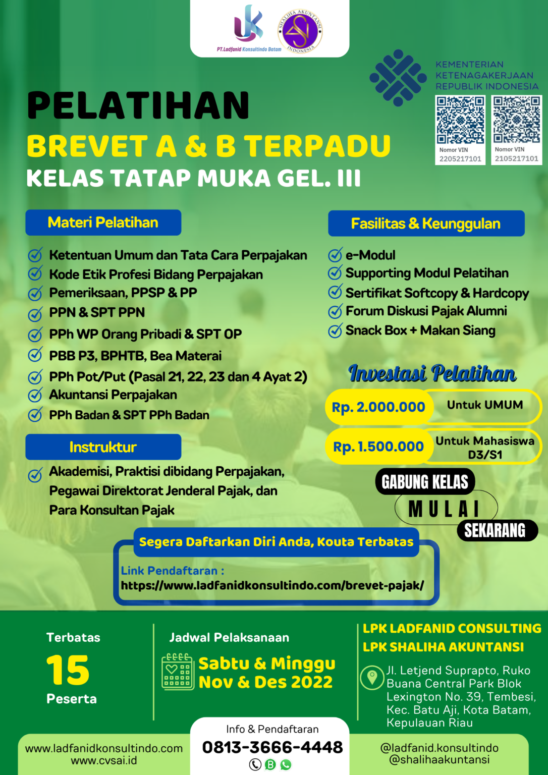 Pelatihan Brevet A&B, Serta Sertifikasi CTT (Certified Tax Technician ...